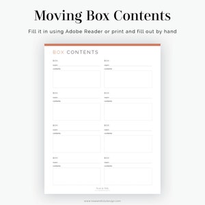 Moving Box Content Inventory - Fillable - Moving Planner - Printable ...
