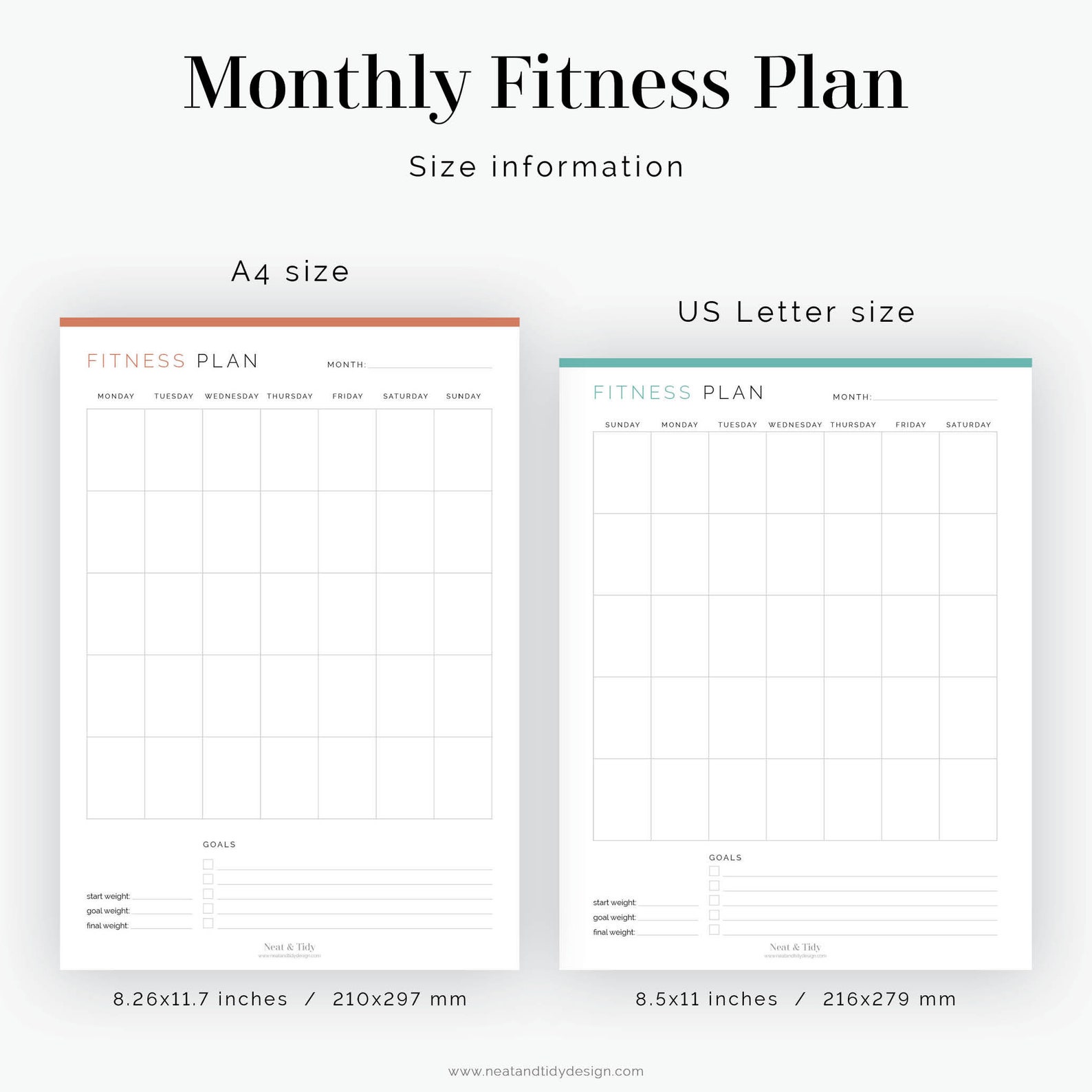 Monthly Fitness Plan Fillable Printable PDF Exercise Calendar, Workout ...