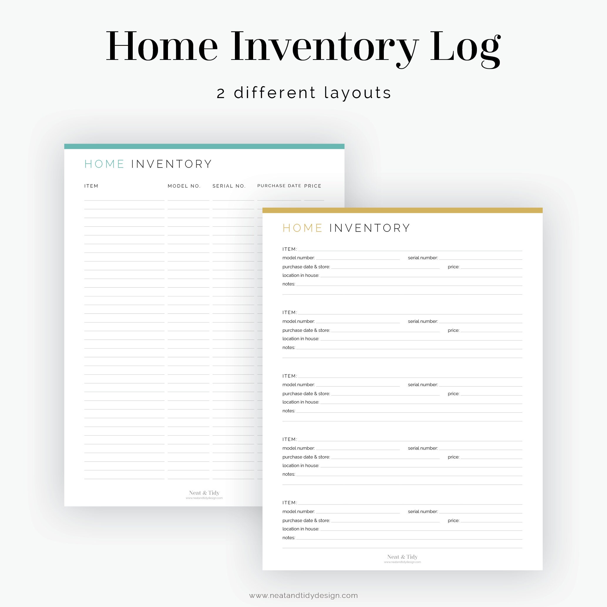 Home Inventory Log - Household Valuables & Possessions Tracker ...