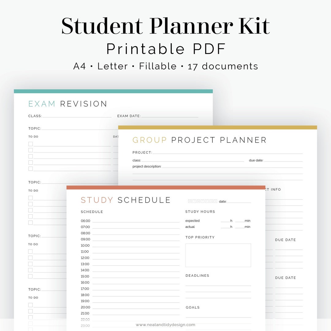 Student Planner Kit (17 Documents) - Fillable - Printable PDF ...