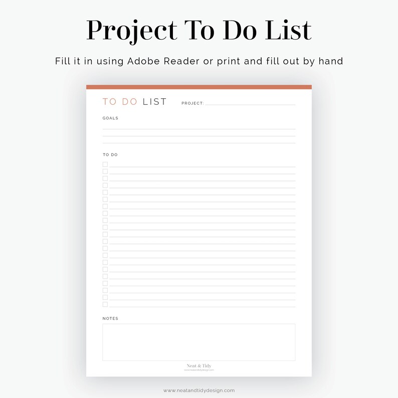 Project to Do List 2 Layouts Fillable Printable PDF | Etsy