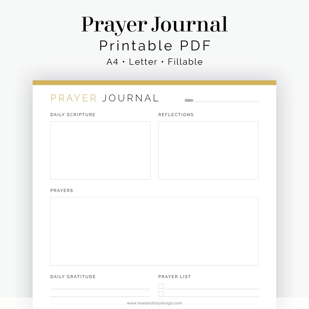 Prayer Journal - Fillable - Printable PDF - Journaling, Self-care ...