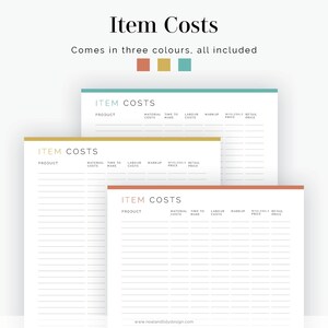 Item Cost Worksheet - Fillable - Printable PDF - Business Planner ...