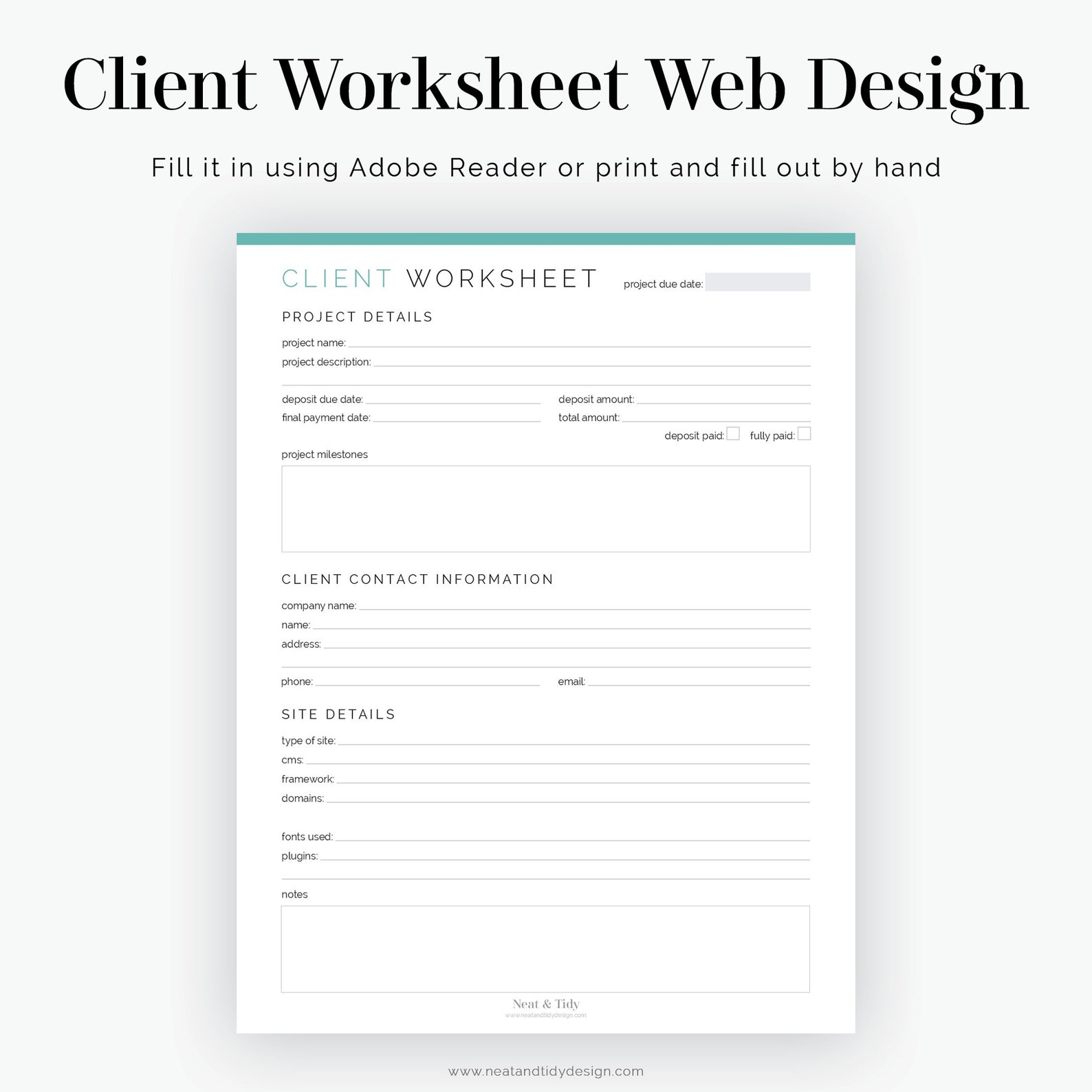 Client Worksheet Web Design - Fillable - Printable PDF - Web Design ...