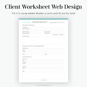Client Worksheet Web Design - Fillable - Printable PDF - Web Design ...