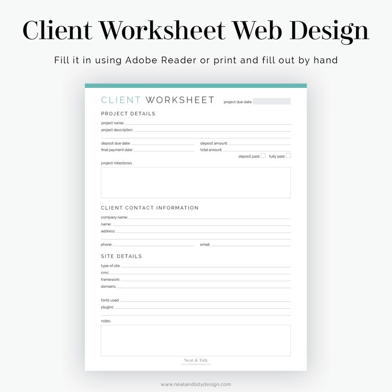 Client Worksheet Web Design - Fillable - Printable PDF - Web Design ...