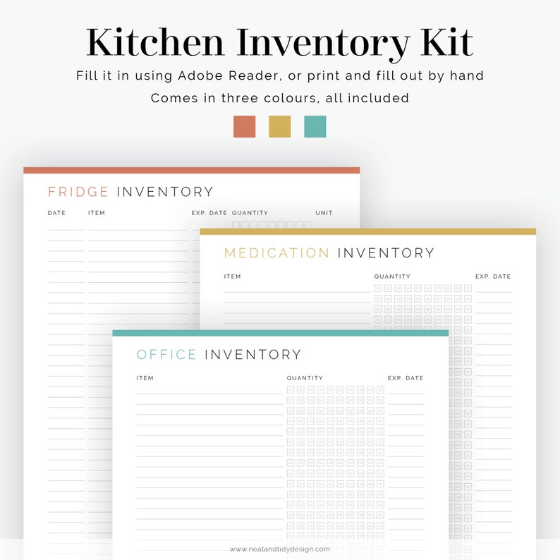 Kitchen Inventory Kit 4 Documents House Inventory Lists | Etsy