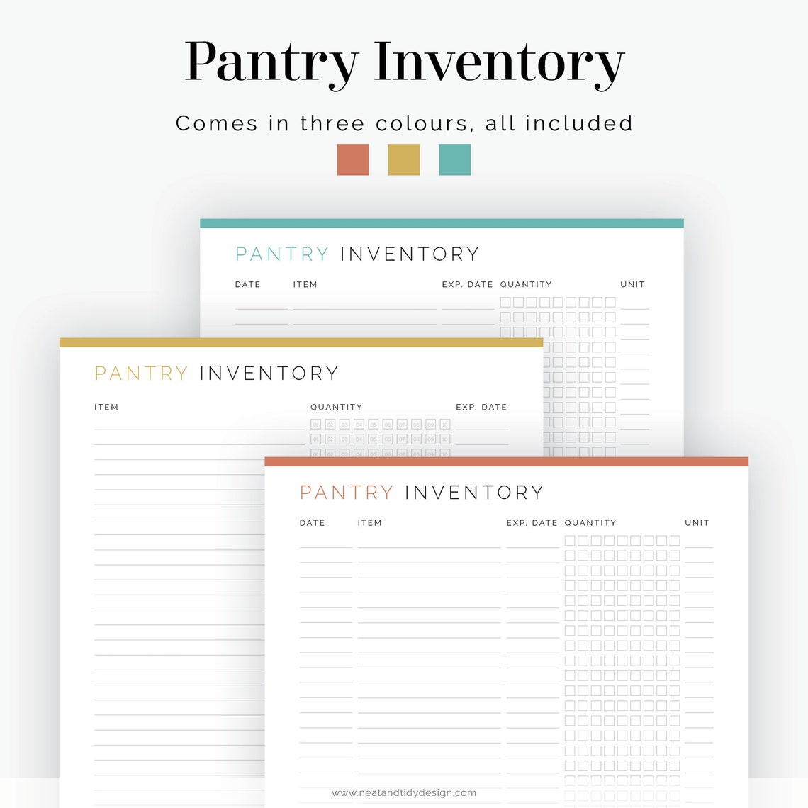 Pantry Inventory (2 Layouts) - Fillable - Printable PDF - Household ...