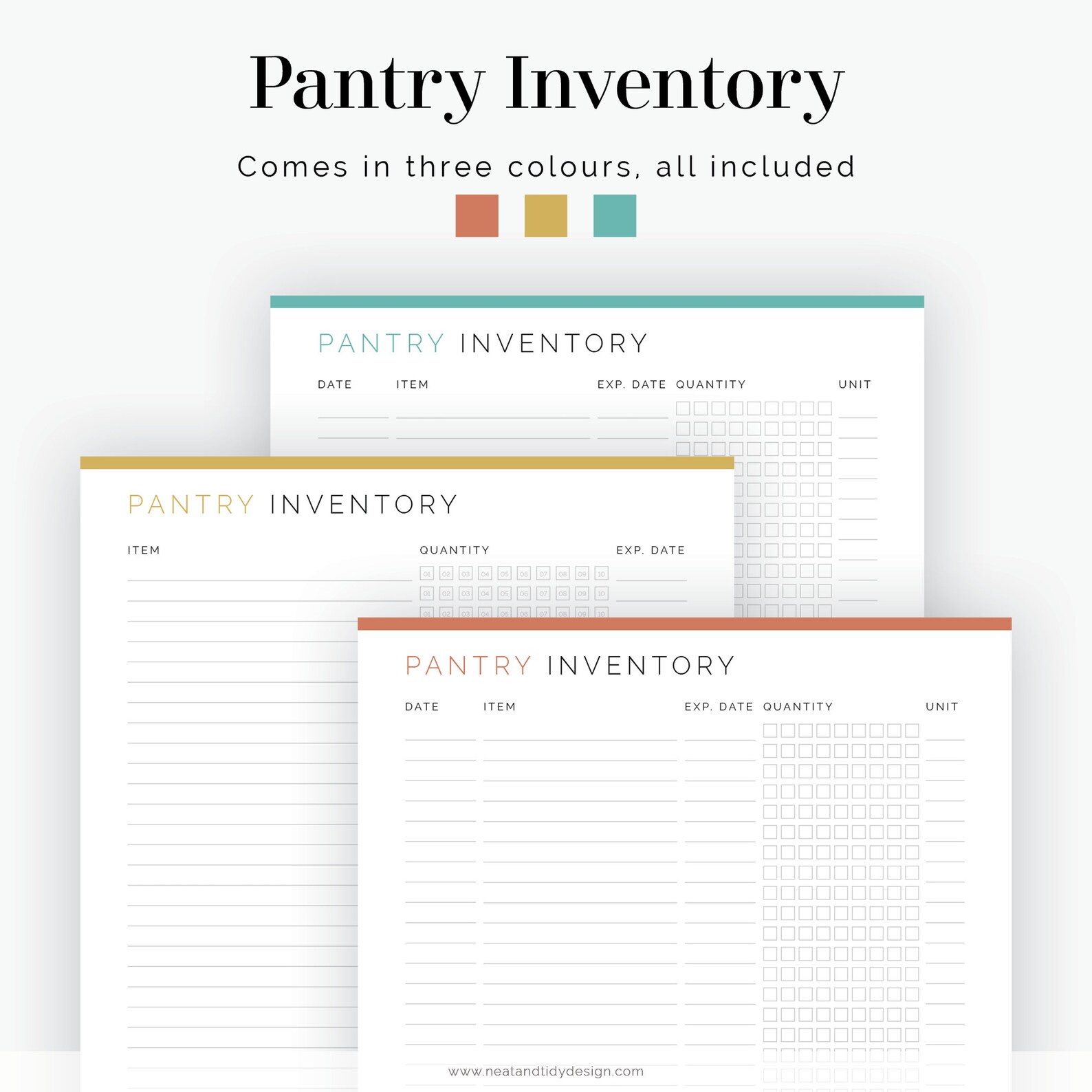 Pantry Inventory (2 Layouts) - Fillable - Printable PDF - Household ...
