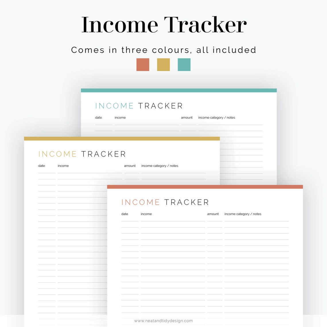 Income Tracker Fillable Printable PDF Finance Planner - Etsy