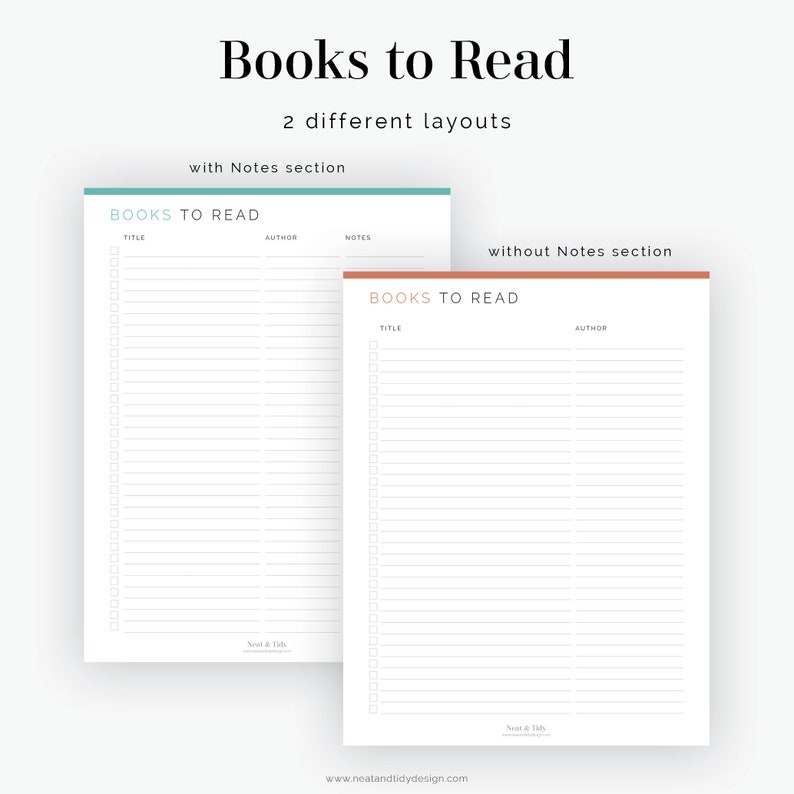 Books to Read List - Fillable - Printable PDF - Readers Kit, Book ...