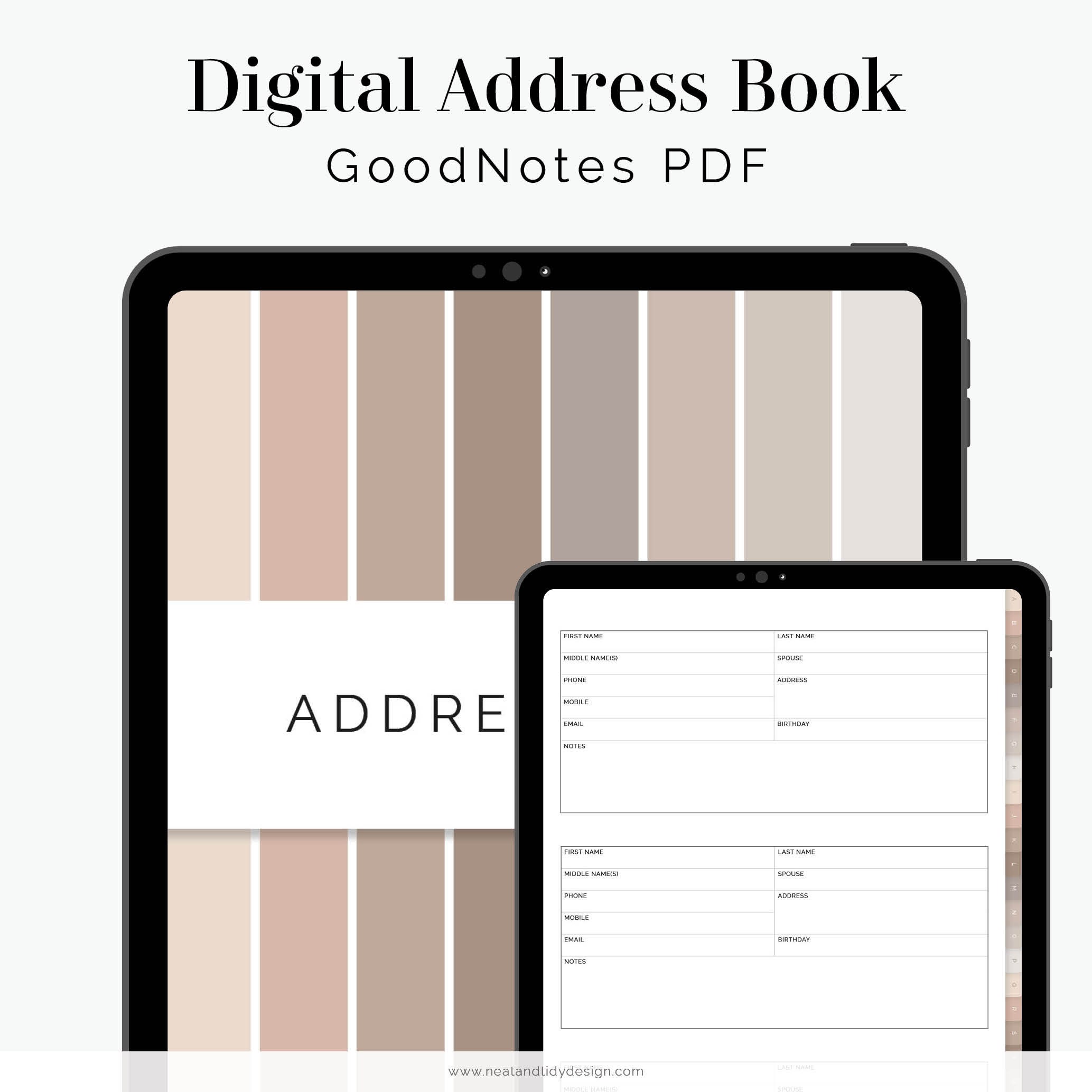 Digital Address Book for Goodnotes & Notability (neutral) - Hyperlinked ...