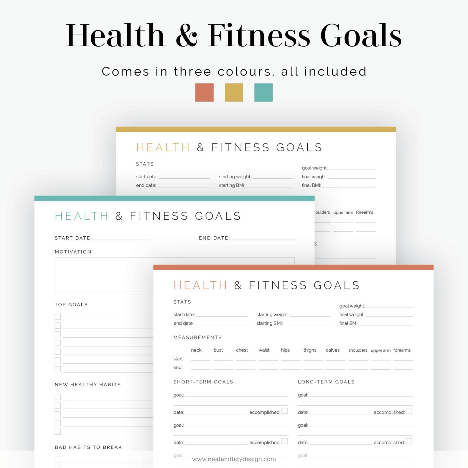 Health and Fitness Goals Fillable Printable PDF Health & Fitness ...