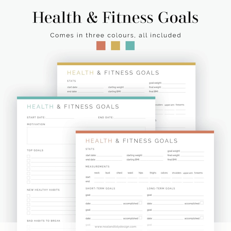 Health and Fitness Goals - Fillable - Printable PDF - Health & Fitness ...