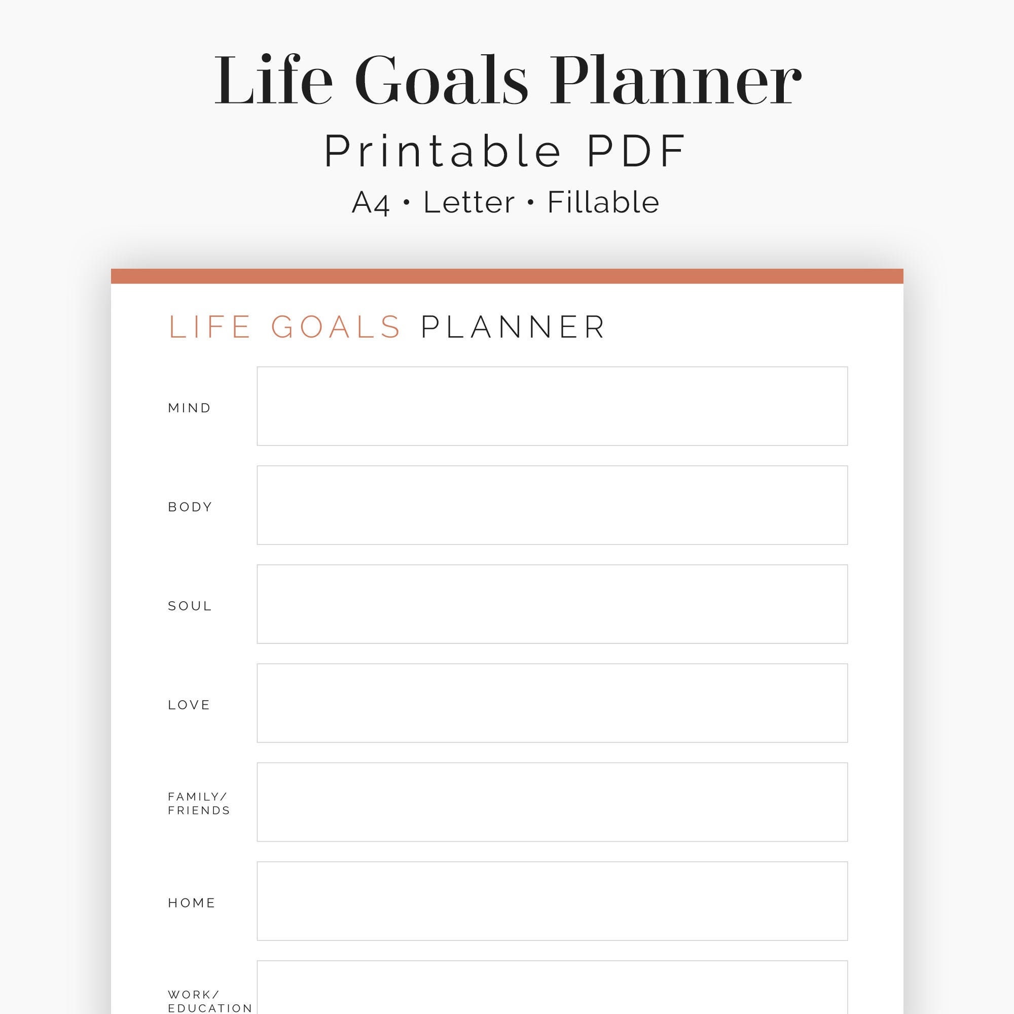 Life Goals Planner Fillable Printable PDF New Year | Etsy