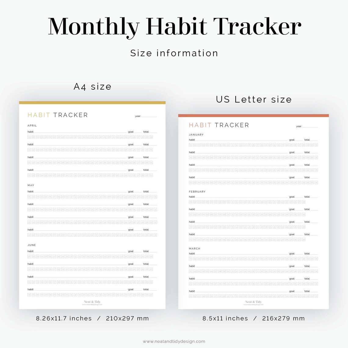 Monthly Habit Tracker Fillable Printable PDF Goal - Etsy