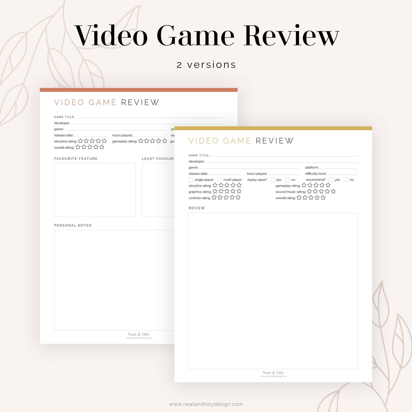 Video Game Review Template PDF | Printable Gaming Journal - Fillable ...