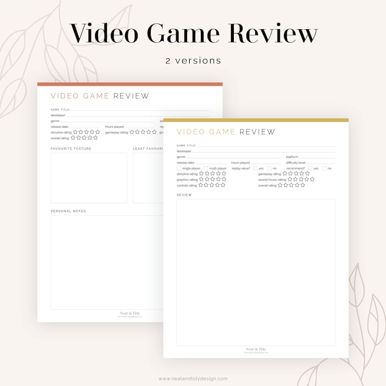 Video Game Review Template PDF | Printable Gaming Journal - Fillable ...