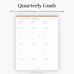 Quarterly Goals (2 Layouts) - Fillable - Printable PDF - New Year ...
