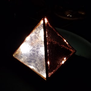 Stained Glass Pyramid, Geometric Glass, Plant Holder, Lighted Pyramid ...