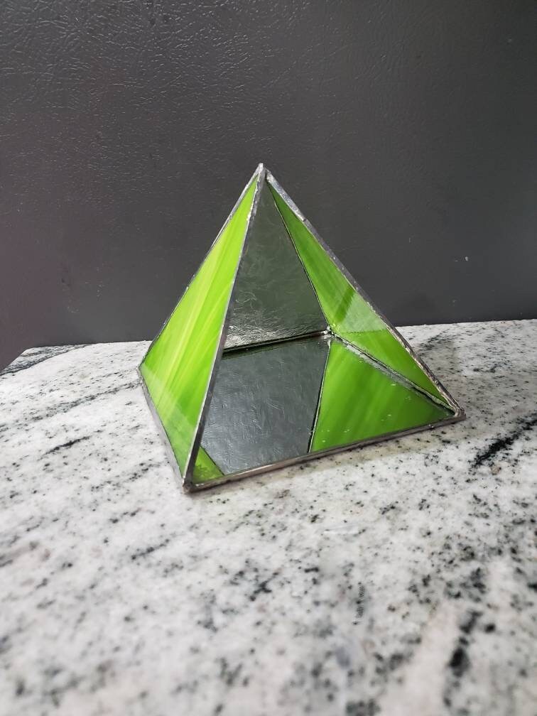 Stained Glass Pyramid, Geometric Glass Vessel, Plant Holder, Crystal ...