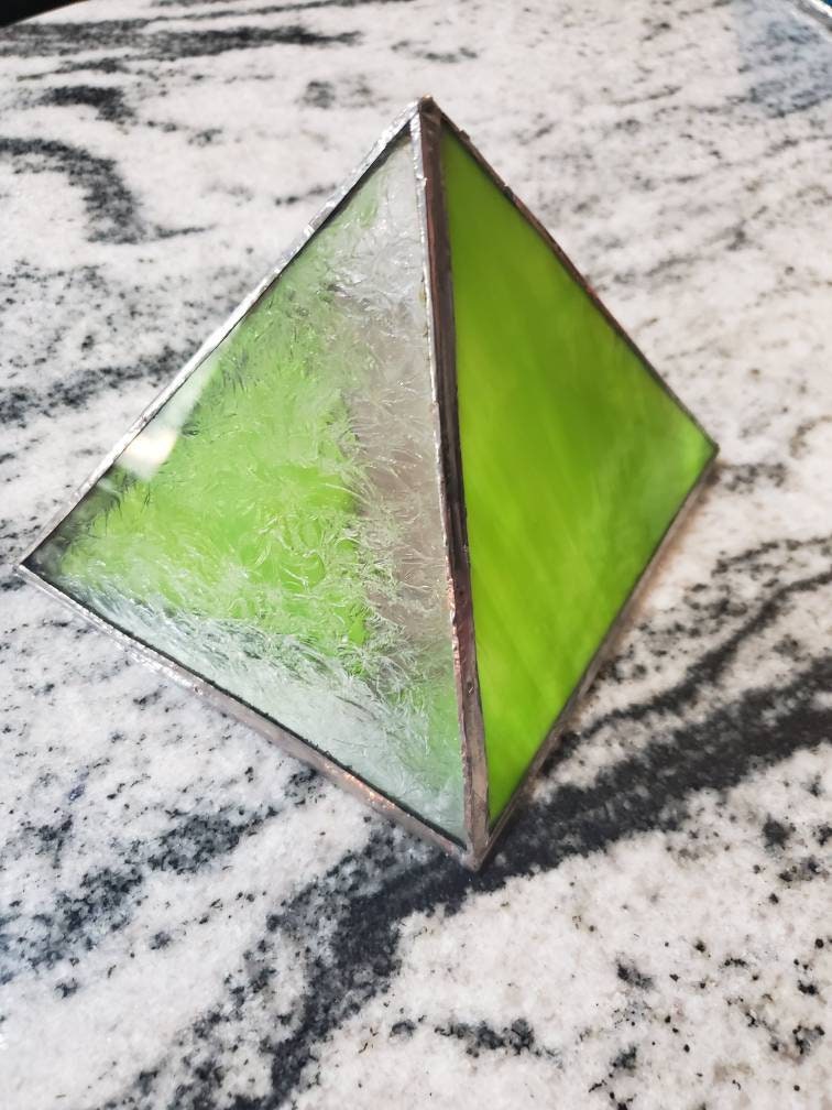 Stained Glass Pyramid, Geometric Glass Vessel, Plant Holder, Crystal ...