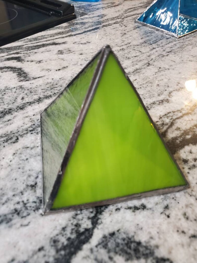 Stained Glass Pyramid, Geometric Glass Vessel, Plant Holder, Crystal ...