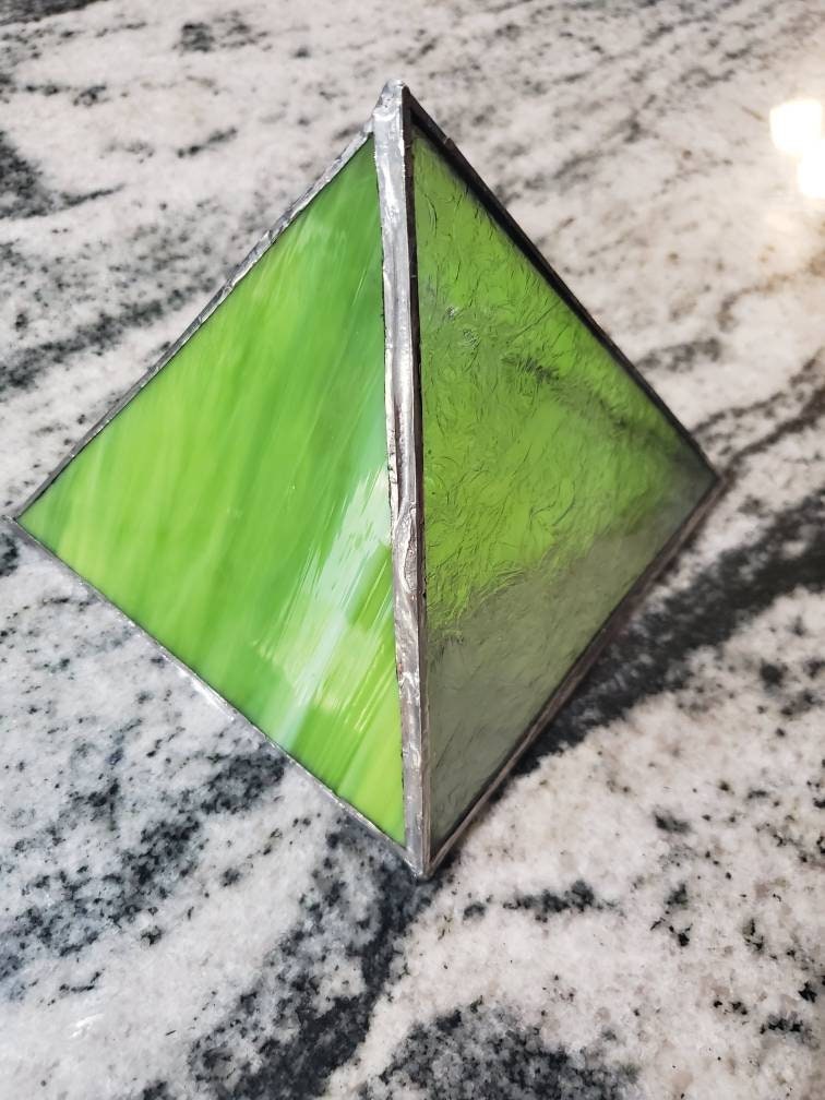 Stained Glass Pyramid, Geometric Glass Vessel, Plant Holder, Crystal ...