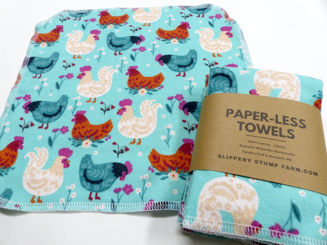 Paper-less Towels | Choose Your Chicken Print | Washable & Reusable ...