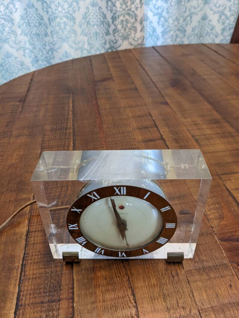 Vintage Telechron Lucite Clock With Alarm Electric Plug in Lucite Clock ...