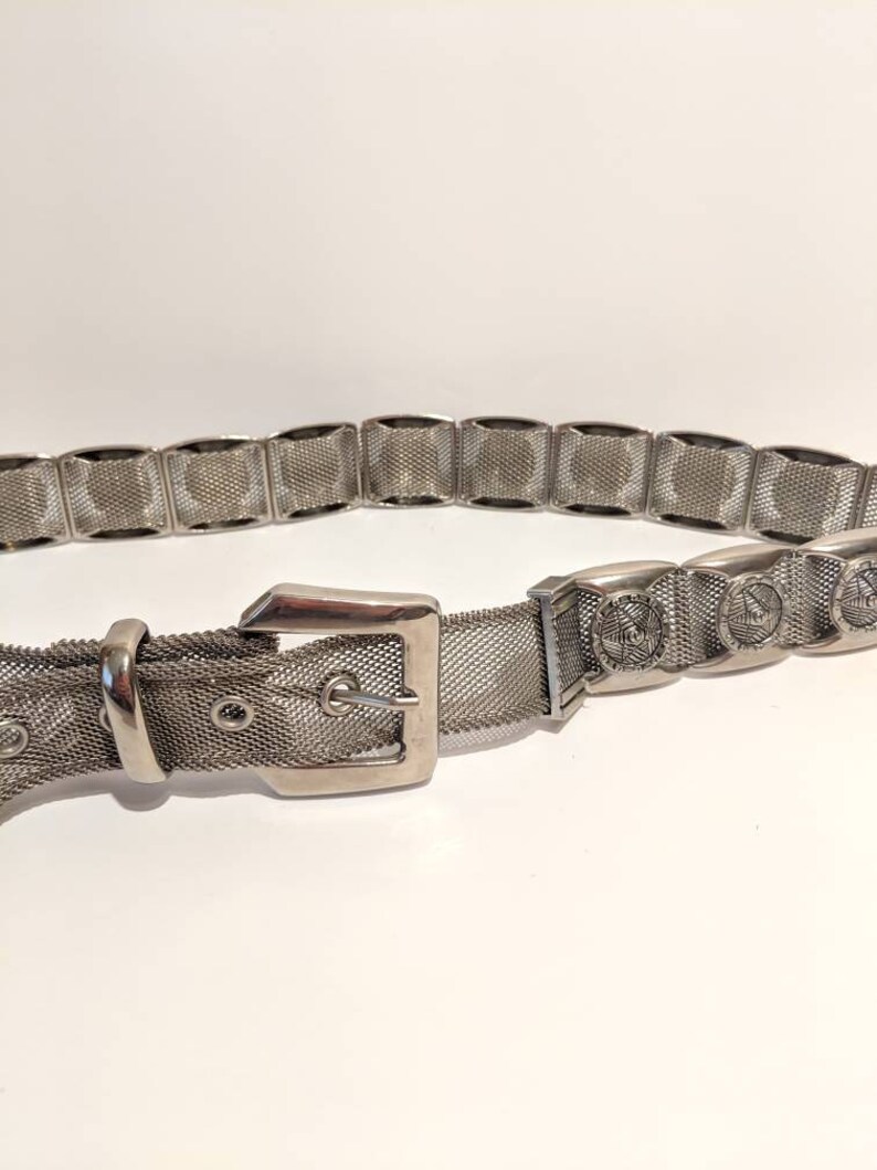 Metal Mesh Belt Silver Star Belt Mid-century Modern | Etsy