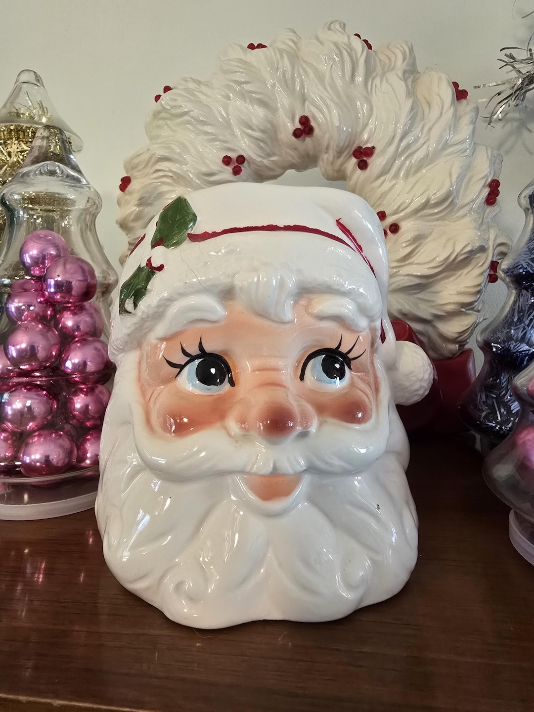 Santa Planter Santa Face Planter Christmas Decor Santa Decor Ceramic ...