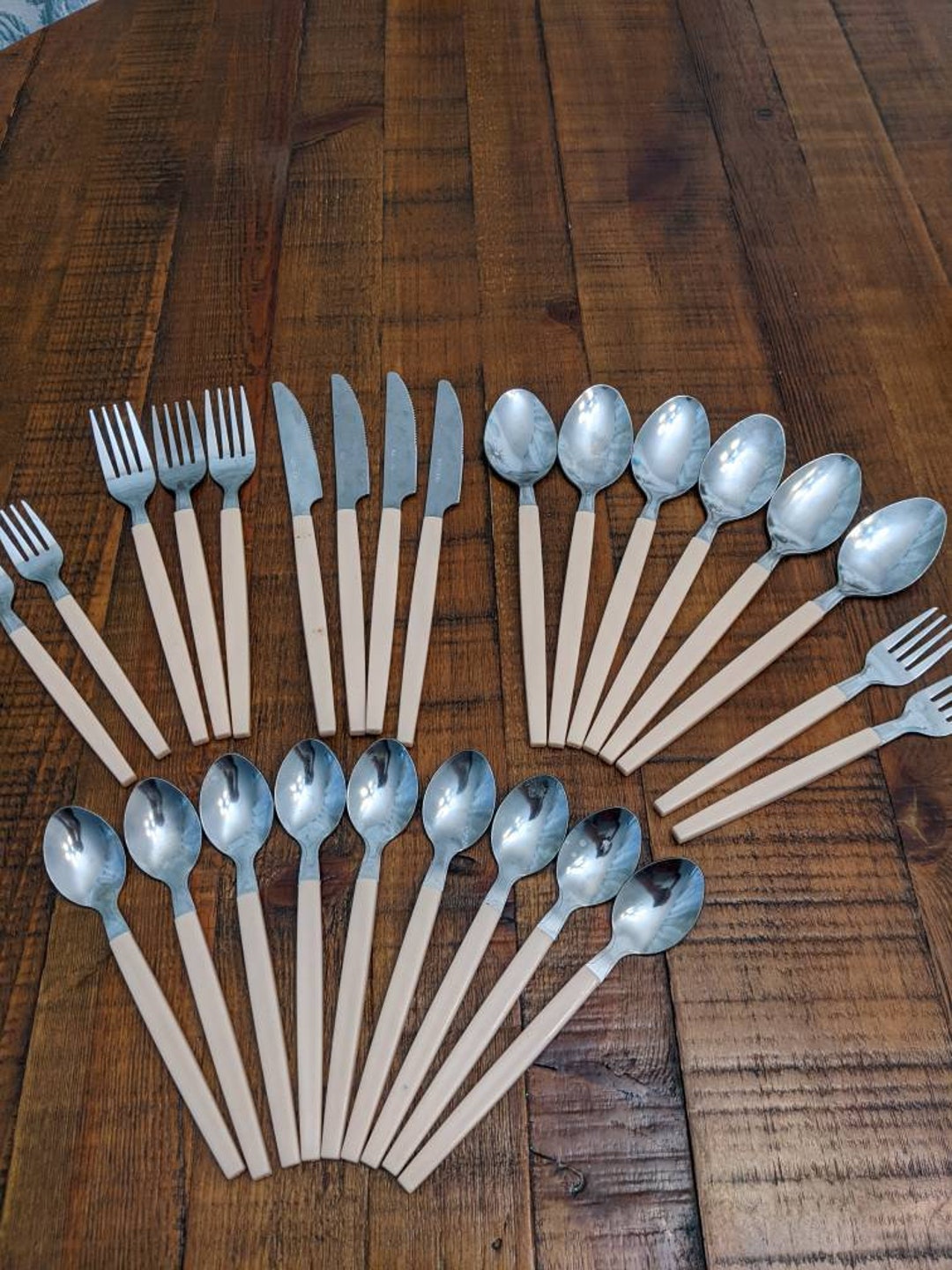 Pink Plastic Handled Flatware Retro Pink Flatware Mid-century Modern ...