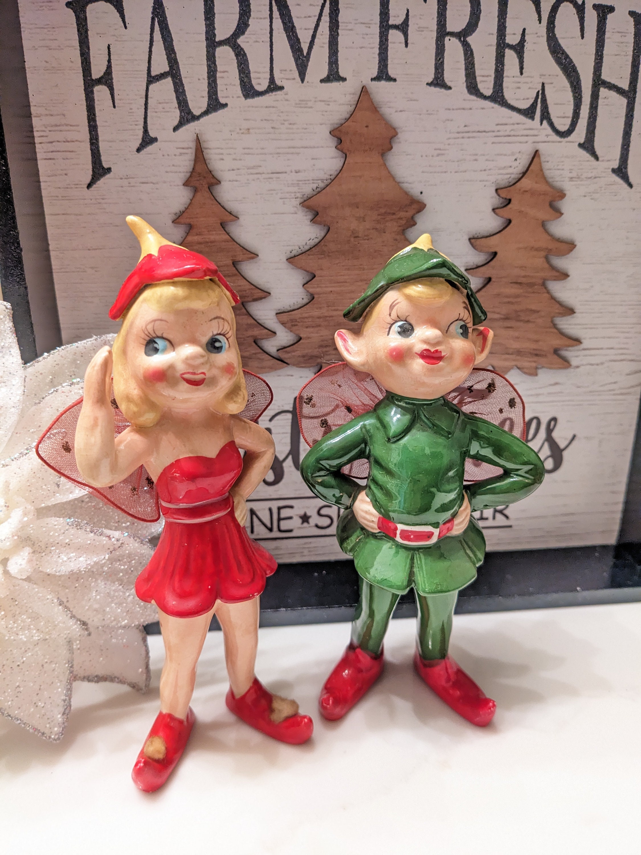 Kreiss Pixie Figurines Ceramic Christmas Elves Christmas Pixies Kreiss ...