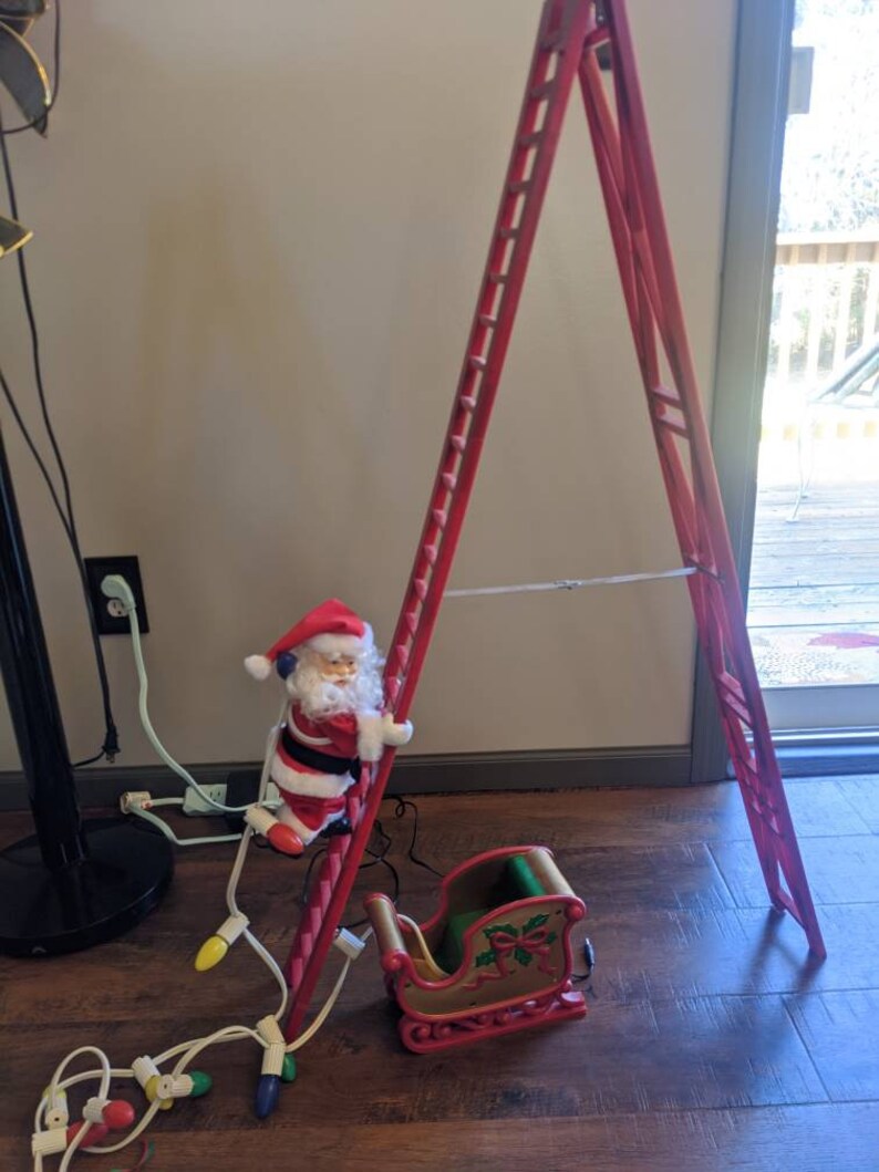 Stepping Santa Holiday Decor Santa Walking up A Ladder Mr - Etsy