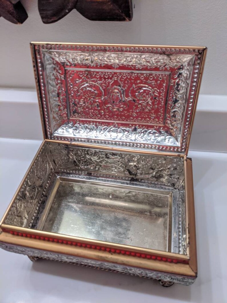 Trinket Tin Lion Decor Castle Style Art Nouveau Box Mermaid - Etsy