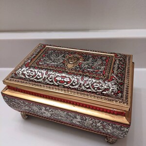 Trinket Tin Lion Decor Castle Style Art Nouveau Box Mermaid Design ...