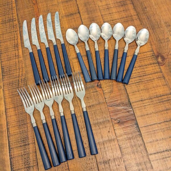 Blue Handle Flatware - Etsy