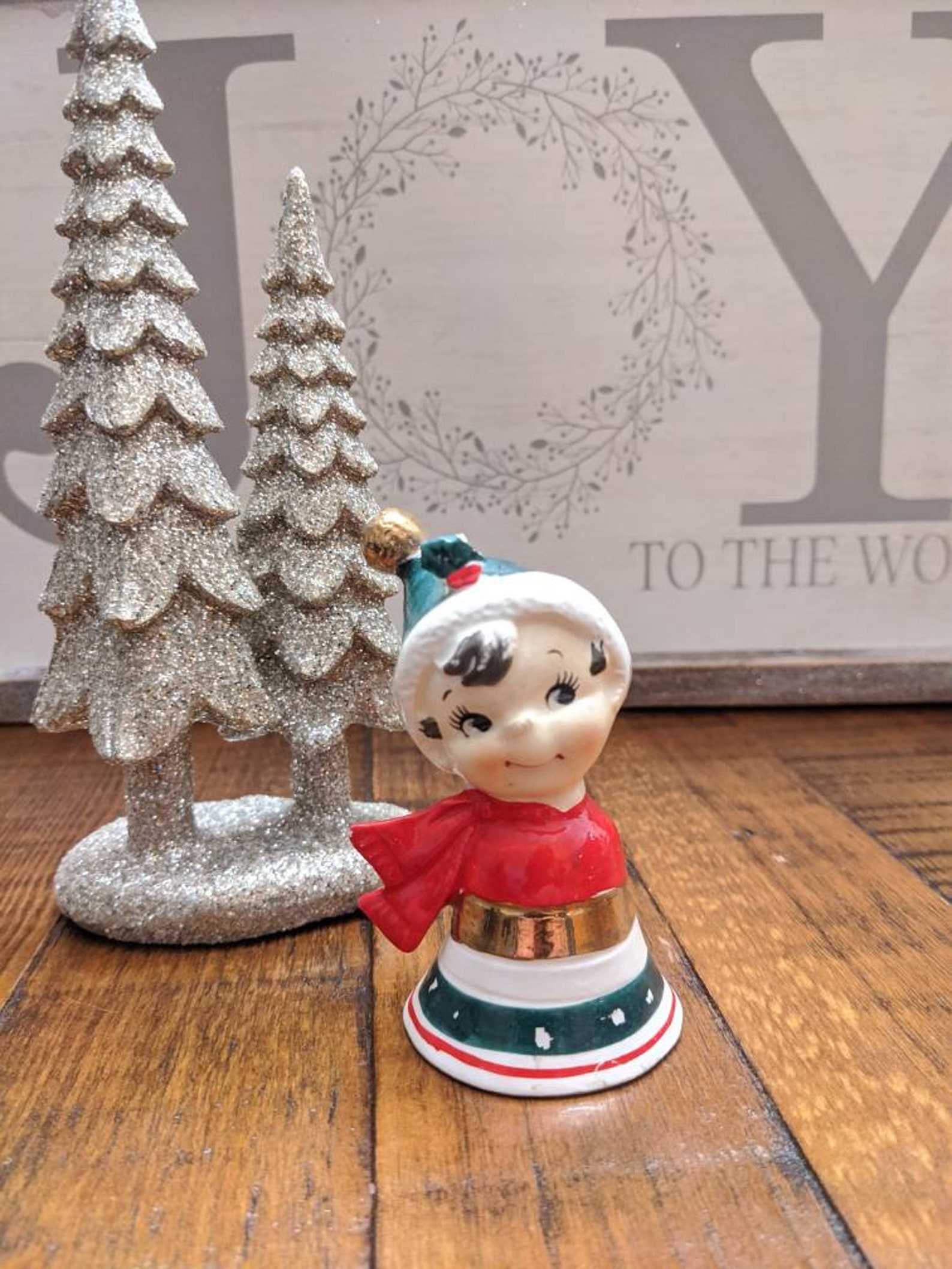 Lefton Elf Bell Ceramic Elf Collectible Christmas Figurine Holiday ...