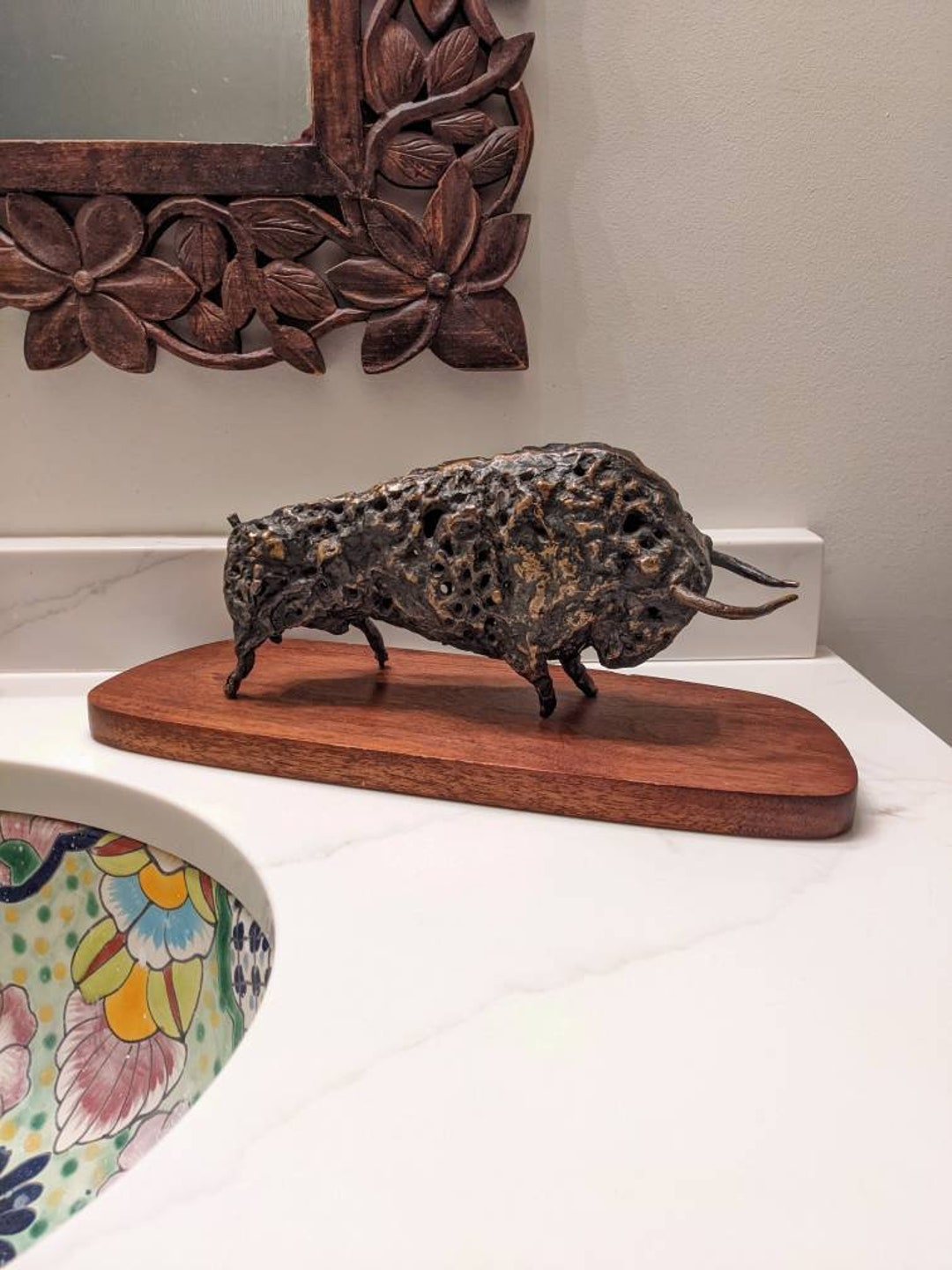 Brutalist Buffalo Statue Metal Buffalo Modern Bison Statue Bison ...