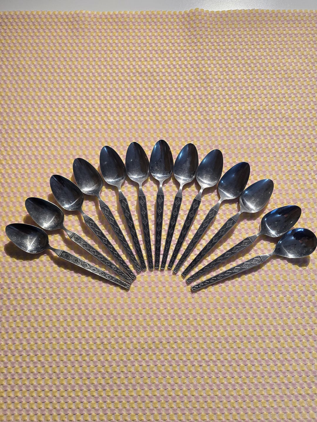 Interpur Stainless Japan Diamond Pattern Flatware Set Flower Silverware ...