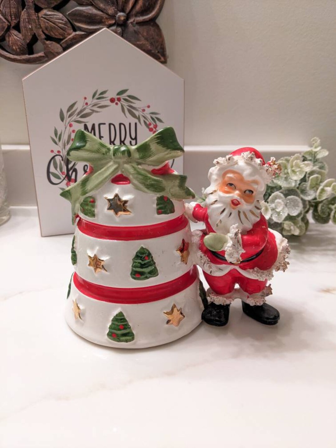 Relpo Santa With Ornament Planter Christmas Decor Holiday Planter ...