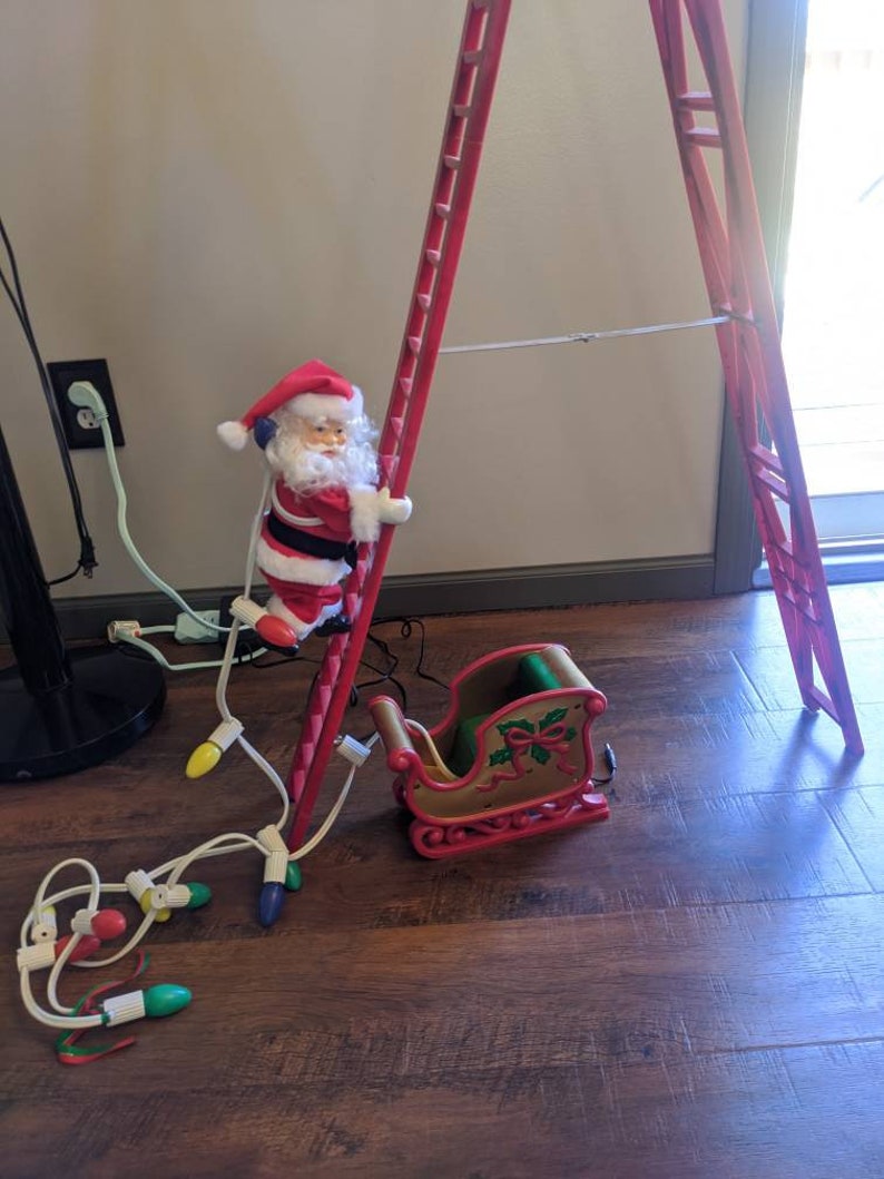 Stepping Santa Holiday Decor Santa Walking up A Ladder Mr - Etsy