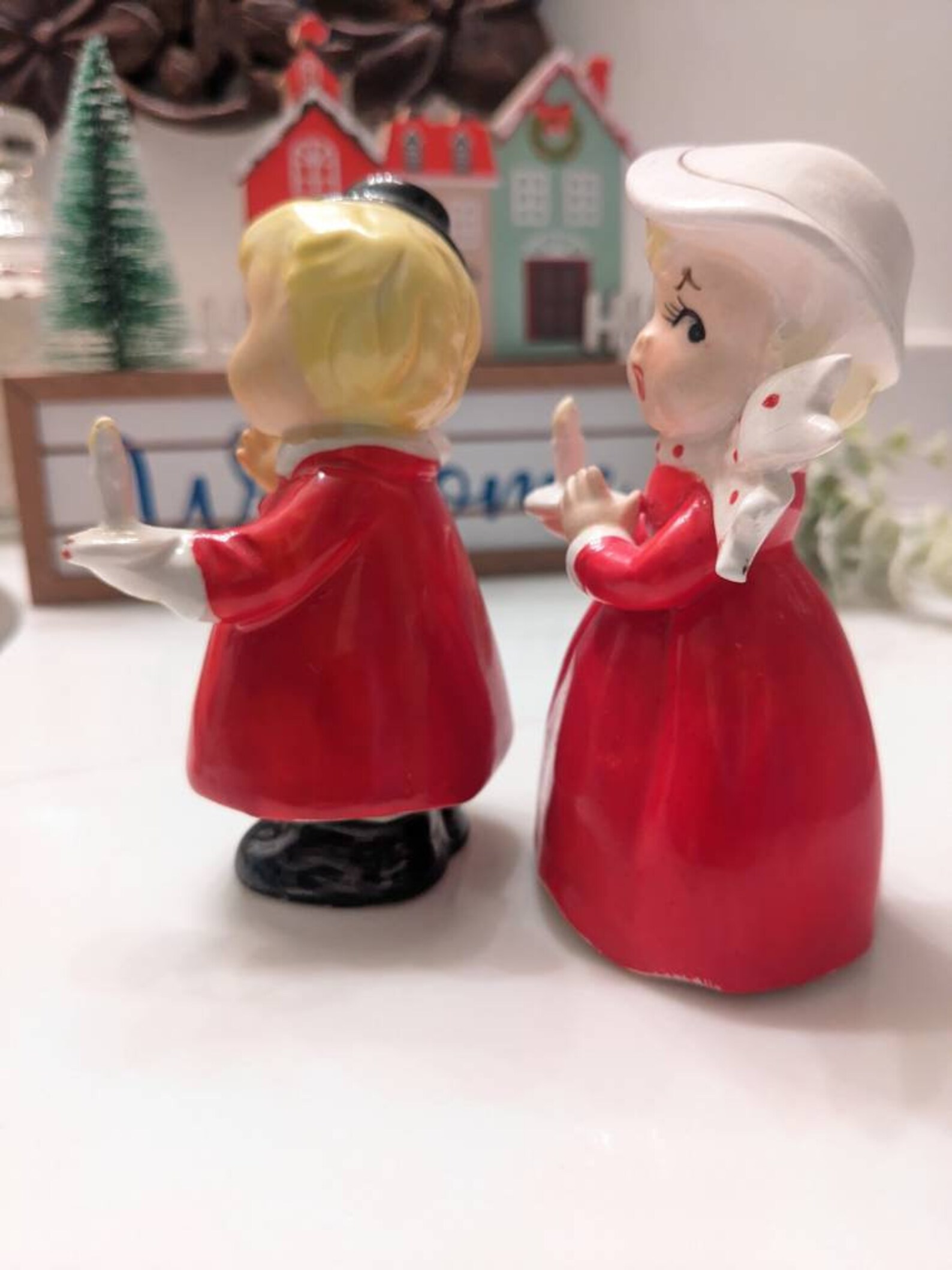 Christmas Boy and Girl W/scarf Hurricane Lamp Candle Light - Etsy