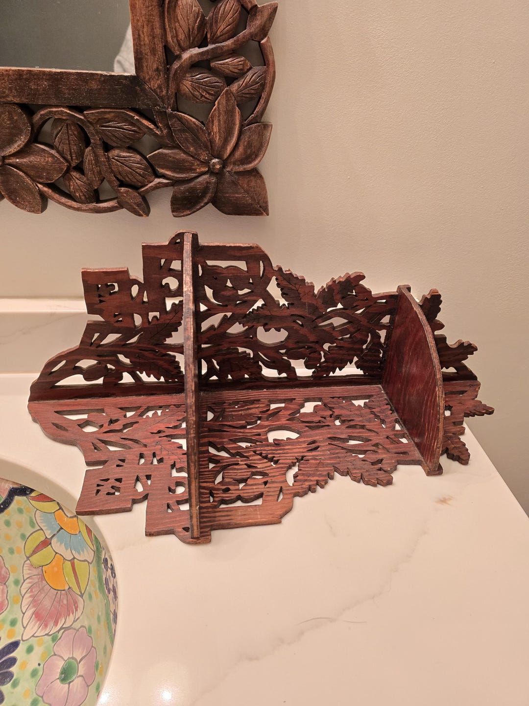 Victorian Shelf Wooden Shelf Bohemian Shelf Corner Wall Shelf Carved ...