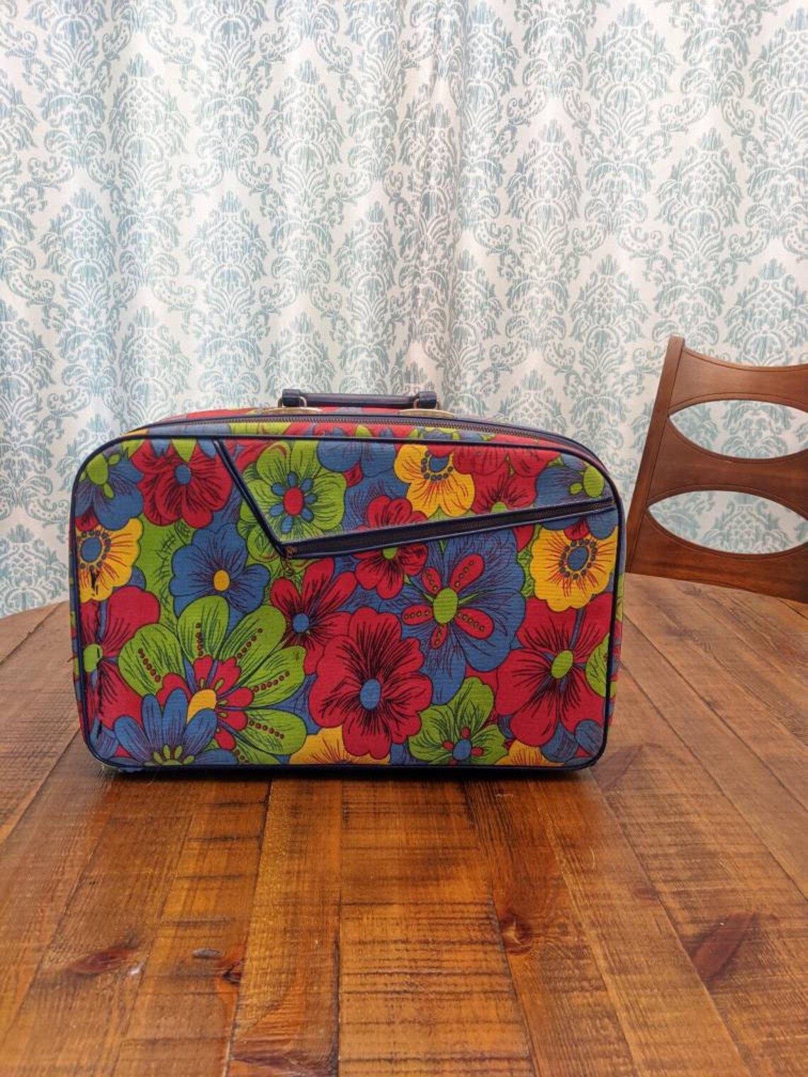 Floral Suitcase Retro Luggage Kitschy Floral Luggage Flower - Etsy