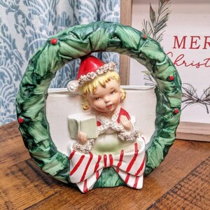 Relpo Christmas Planter Ceramic Christmas Girl in Wreath Christmas ...