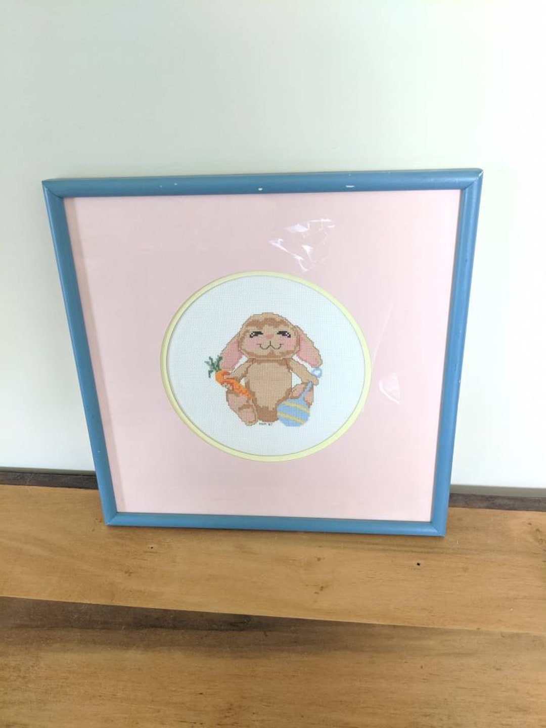 Bunny Crewel Rabbit Needlepoint Kitschy Nursery Hanging - Etsy