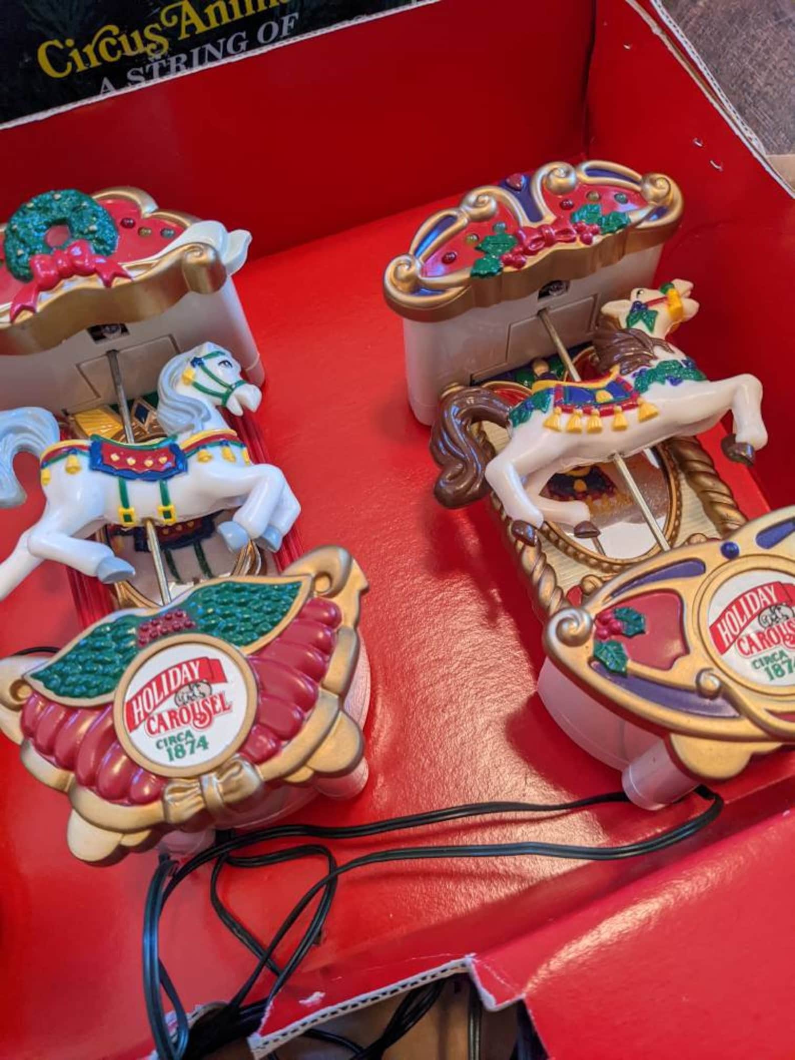 Mr Christmas Animated Carousel Circus Animals Moving Christmas Horses ...