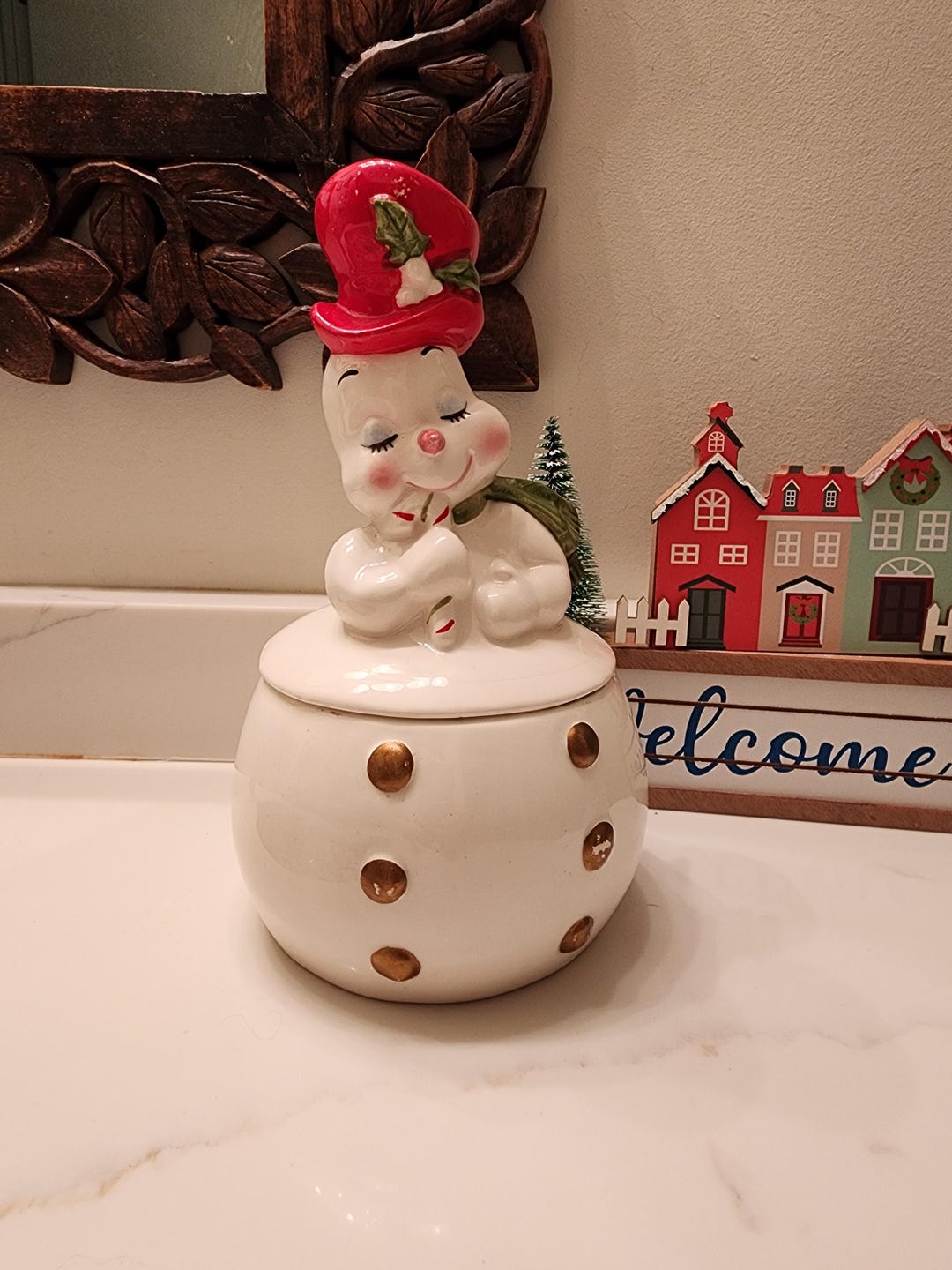 Lefton Snowman Cookie Jar Rare Lefton Christmas Figurines Kitsxhy ...
